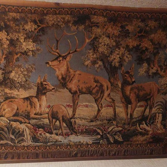Accents | Vintage Deer Scene Tapestry With Fringes Across Bottom | Poshmark